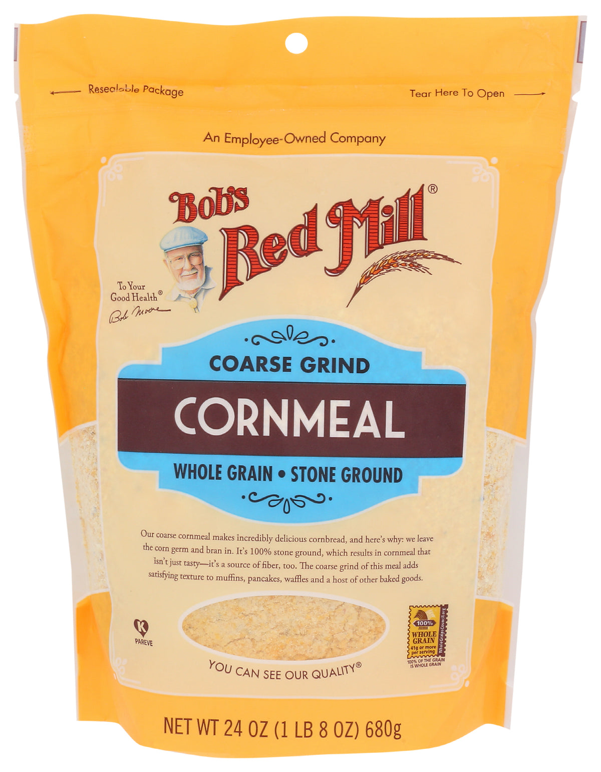 Bob'S Red Mill Whole Grain Stone Ground Cornmeal Resealable Pouch 24 O ...