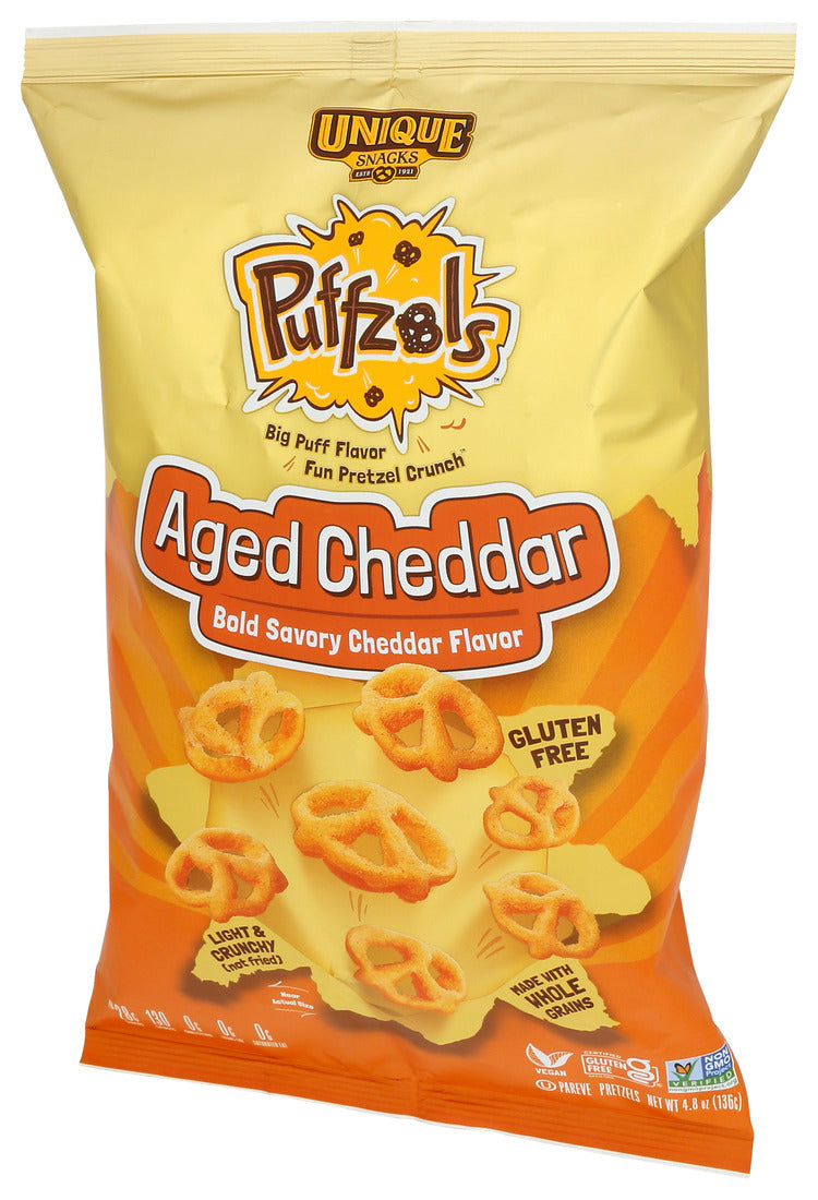 Unique Puffzels Aged Cheddar 4.8 Oz — Mega Green Food
