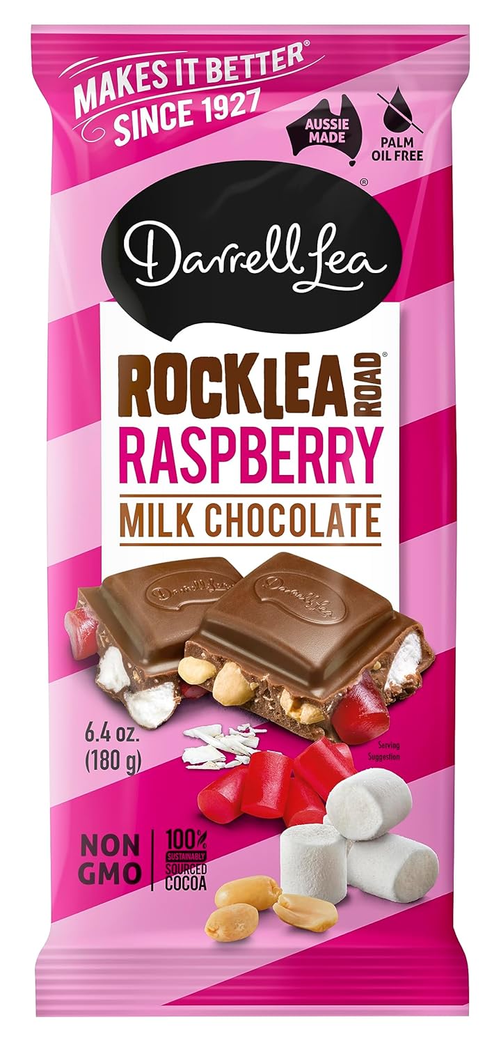 Darrell Lea Raspberry Rocklea Road Chocolate Bar 6.4 Oz — Mega Green Food