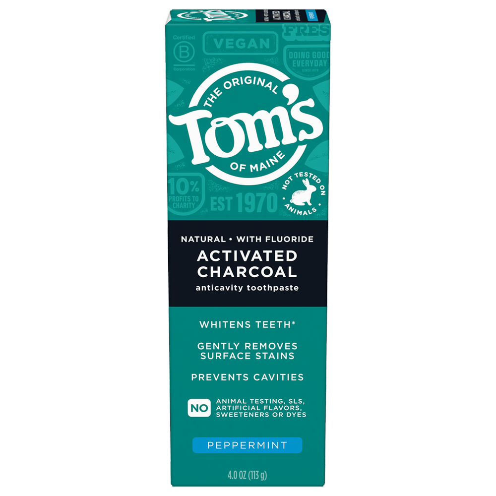 TOMS OF MAINE ACTIVATED CHARCOAL ANTICAVITY TOOTHPASTE Peppermint 4.0 ...
